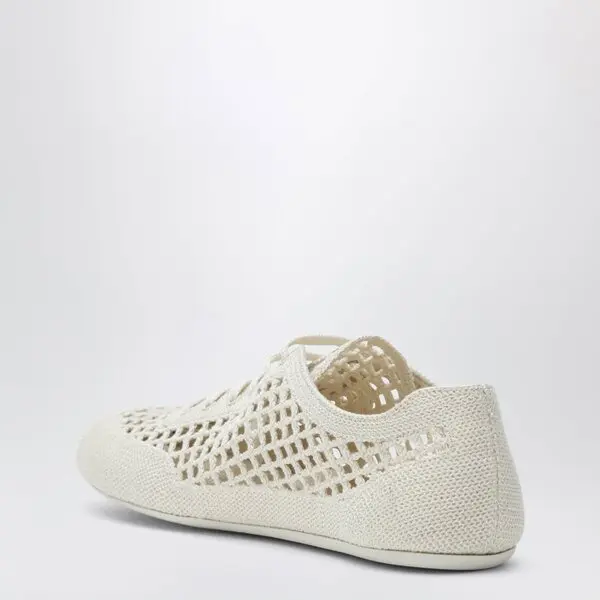 Prada Collapse Sneakers In Ivory Crochet Knit