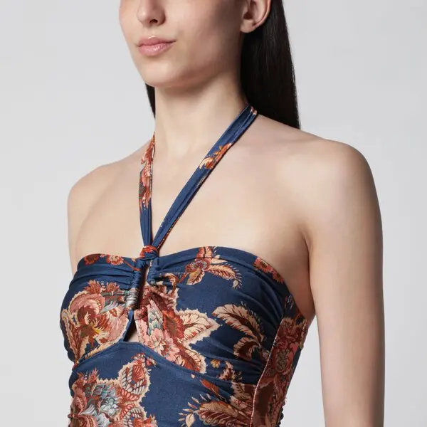 Zimmermann Aster Navy Jacobean One-piece Swimsuit