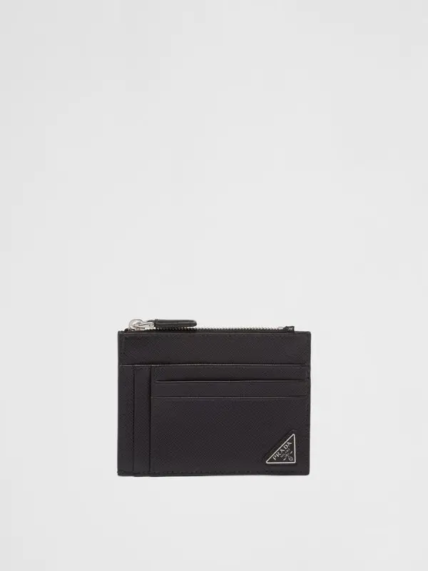 Prada Leather Credit Card Holder With Logo