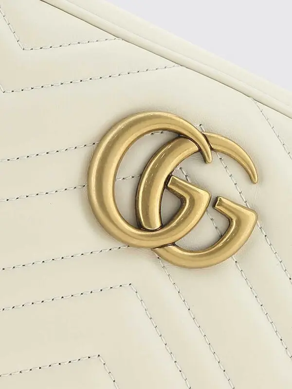 Gucci Gg Marmont Matelassé Chevron Nappa Shoulder Bag - White