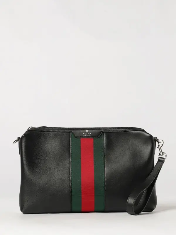 Gucci Smooth Leather Crossbody Bag With Web Detail