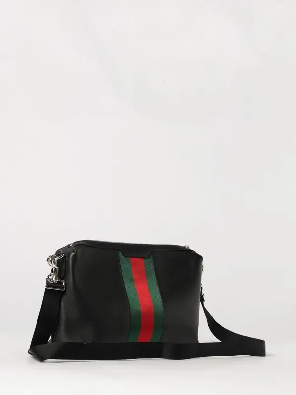 Gucci Smooth Leather Crossbody Bag With Web Detail