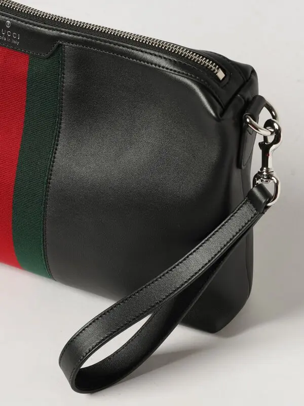 Gucci Smooth Leather Crossbody Bag With Web Detail