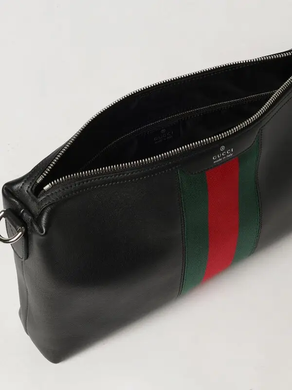 Gucci Smooth Leather Crossbody Bag With Web Detail