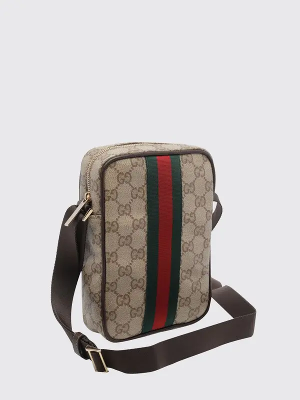 Gucci Gg Jacquard Fabric Crossbody Bag With Stripe Detail - Cream
