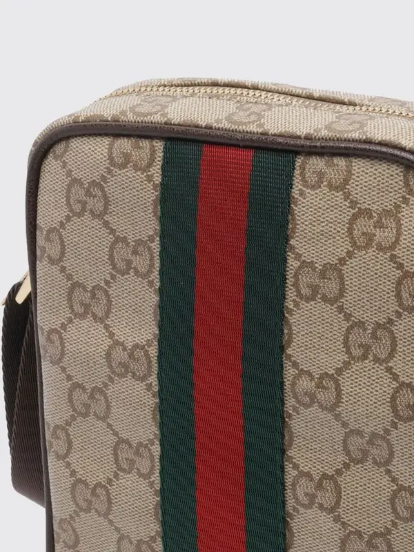 Gucci Gg Jacquard Fabric Crossbody Bag With Stripe Detail - Cream
