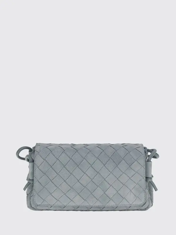 Bottega Veneta Notturno Intrecciato Suede Calfskin Shoulder Bag With Knotted Strap - Gold