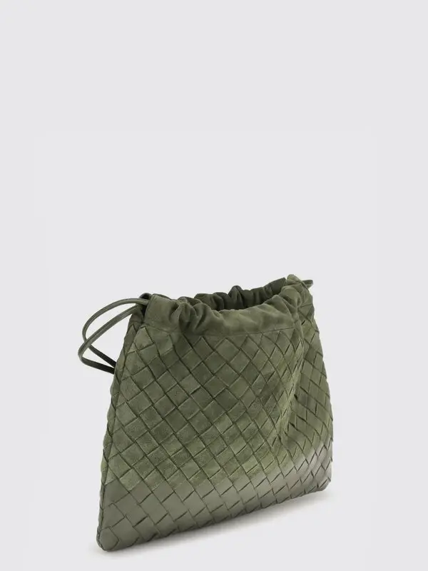 Bottega Veneta Intrecciato Woven Calf Leather Bucket Clutch - Green