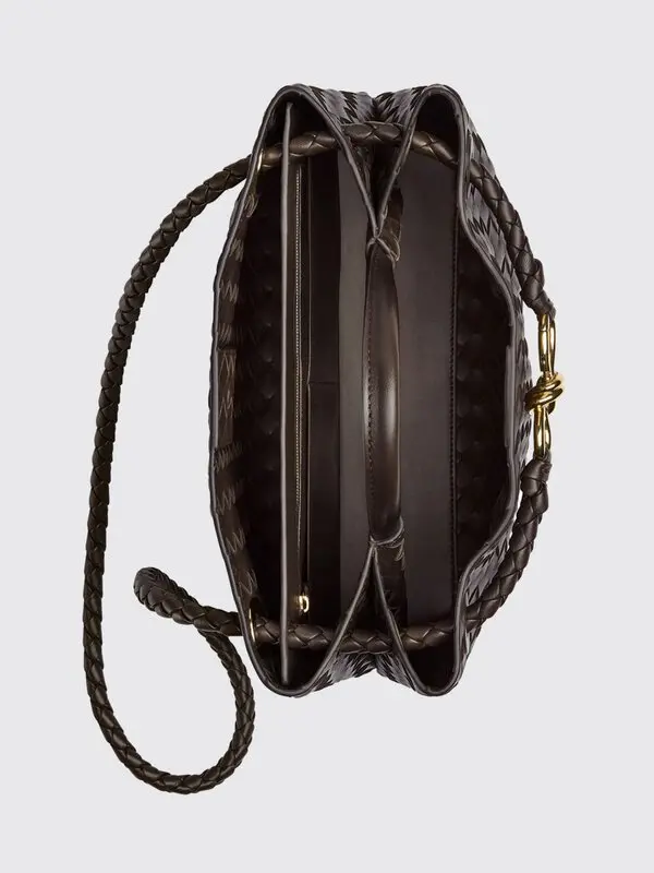 Bottega Veneta Andiamo Handbag In Intrecciato Lambskin Leather - Brown