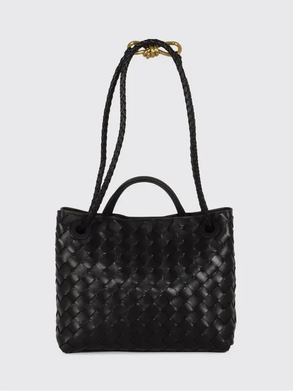 Bottega Veneta Andiamo Small Handbag In Woven Leather With A Shoulder Strap - Black