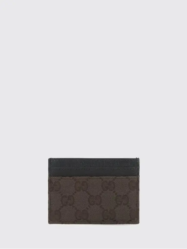 Gucci Gg Monogram Jacquard Fabric And Smooth Leather Flat Card Holder