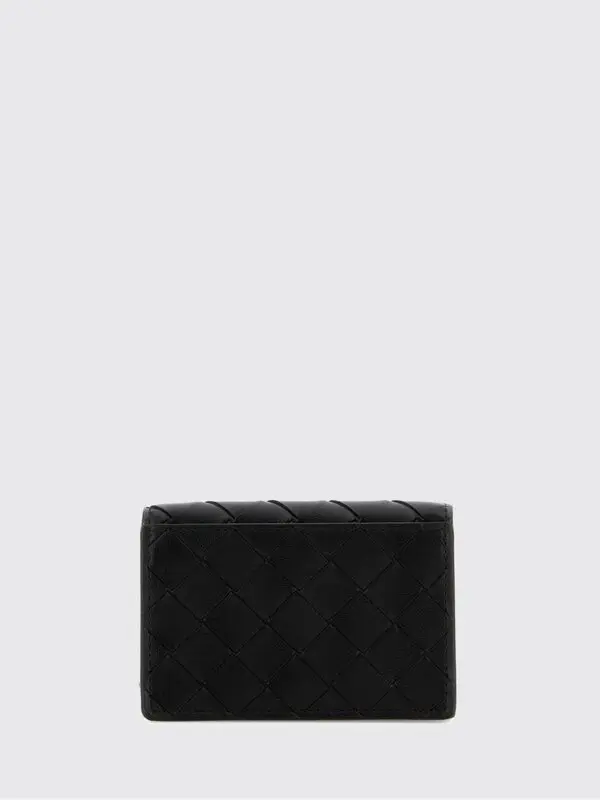 Bottega Veneta Bifold Woven Lambskin Card Holder With Snap Button