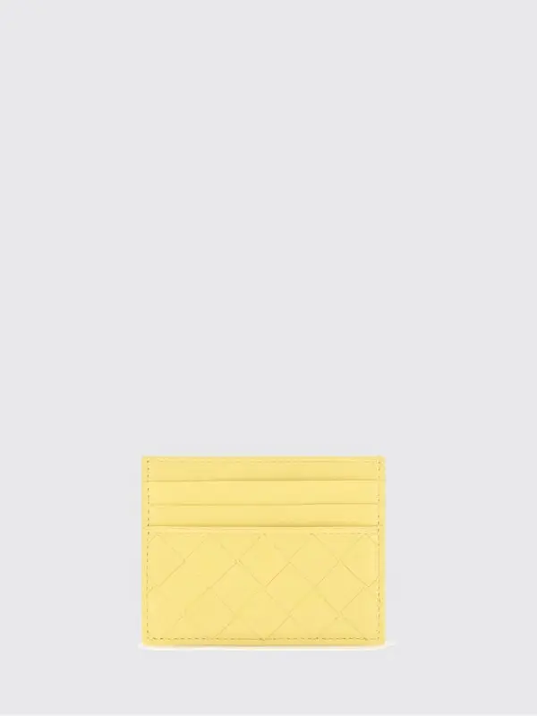 Bottega Veneta Flat Woven Nappa Calfskin Card Holder With 7 Slots - Gold