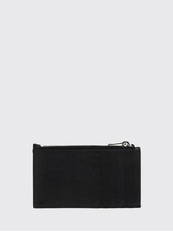 Saint Laurent Grain De Poudre Leather Card Holder With Chevron Pattern And Logo