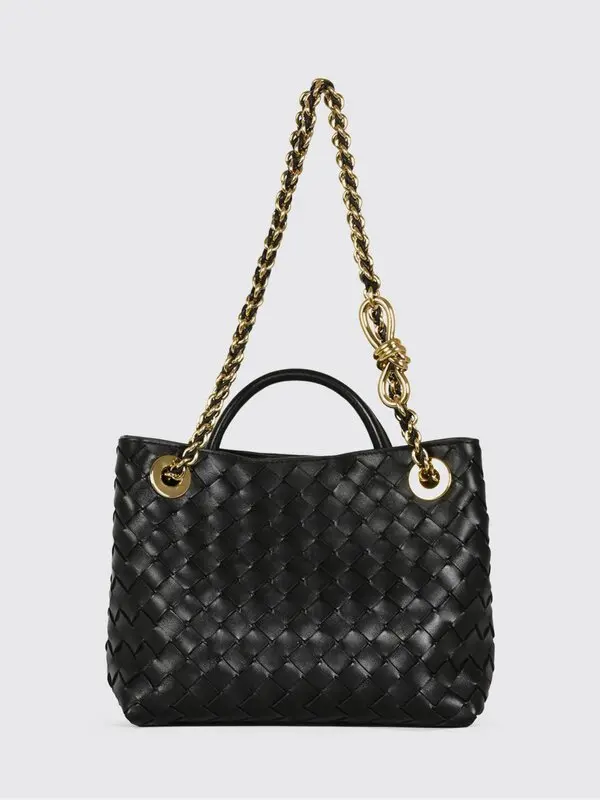Bottega Veneta Andiamo Intrecciato Lambskin Handbag - Black