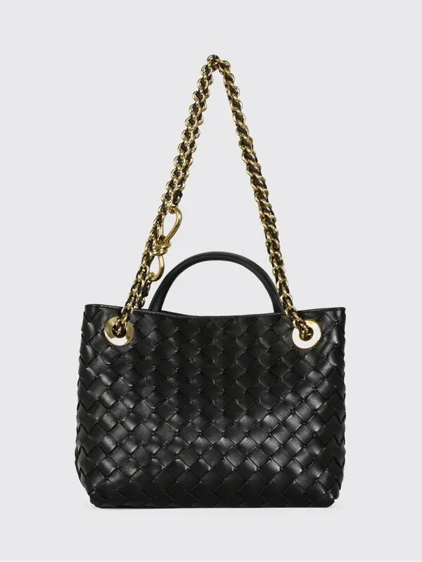 Bottega Veneta Andiamo Intrecciato Lambskin Handbag - Black
