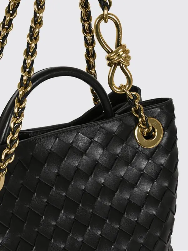 Bottega Veneta Andiamo Intrecciato Lambskin Handbag - Black