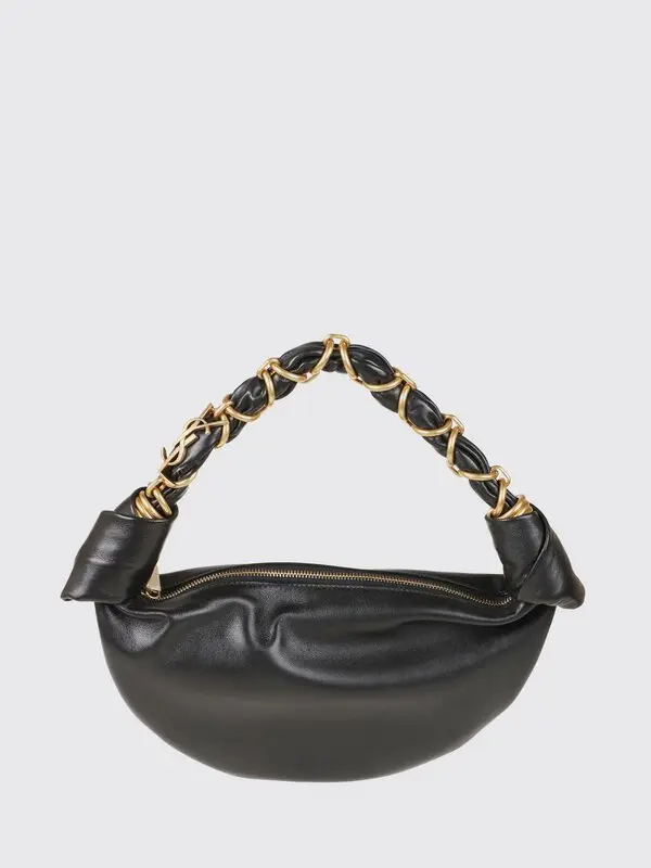 Saint Laurent Amalia Smooth Lambskin Hobo Bag With Monogram - Black