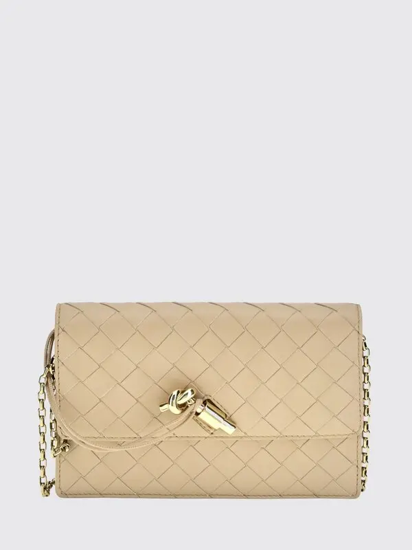 Bottega Veneta Andiamo Mini Intrecciato Lambskin Bag With Chain Strap - Cream