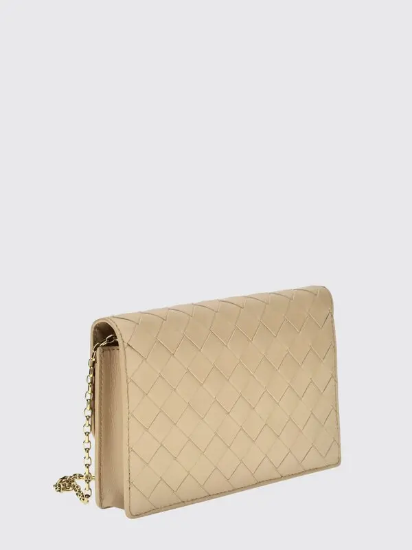 Bottega Veneta Andiamo Mini Intrecciato Lambskin Bag With Chain Strap - Cream