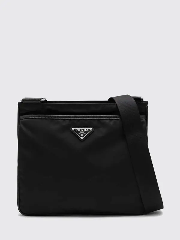 Prada Re-nylon Triangle Logo Messenger Bag - Black