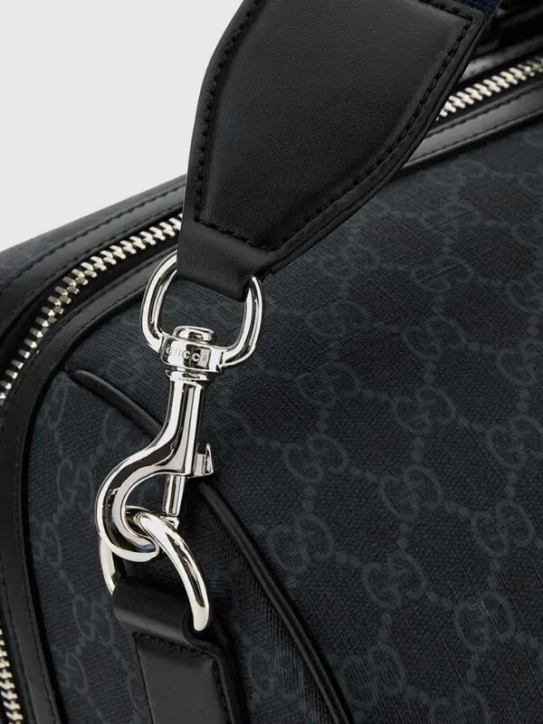 Gucci Large Gg Supreme Duffle Bag With Monogram And Leather Details