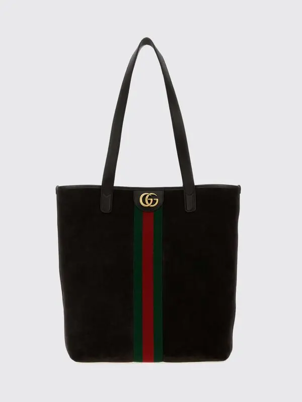 Gucci Ophidia Suede Tote Bag With Gg Monogram And Web Stripe