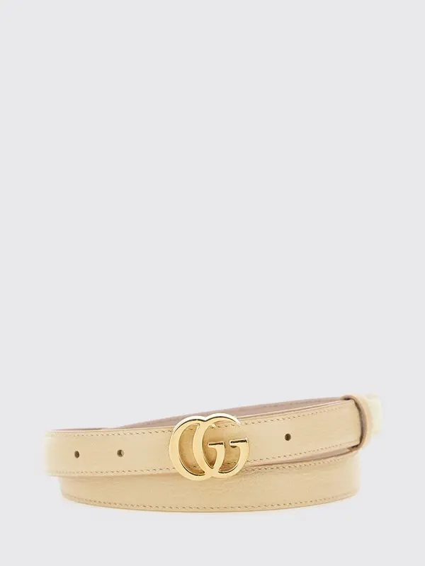 Gucci Gg Marmont Leather Belt With Monogram Buckle - Yellow