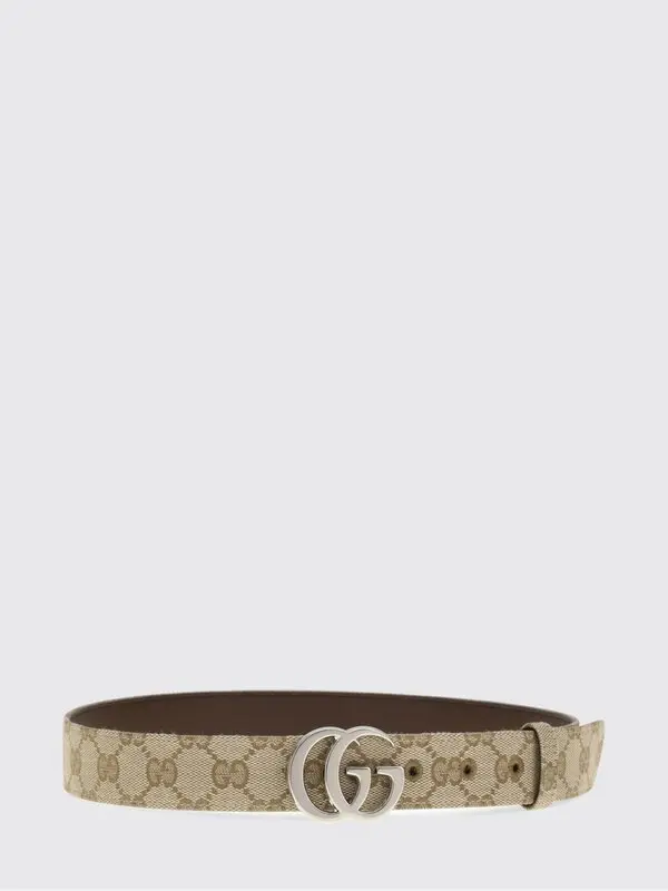 Gucci Belt In Coated Cotton With Gg Monogram Buckle - Cream