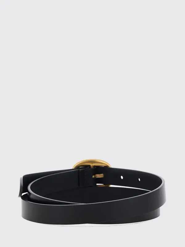 Saint Laurent Calfskin Leather Belt With Engraved Logo Buckle - Black