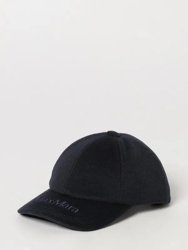 Max Mara Tonal Embroidered-logo Cashmere Baseball Cap With Rigid Visor - Blue