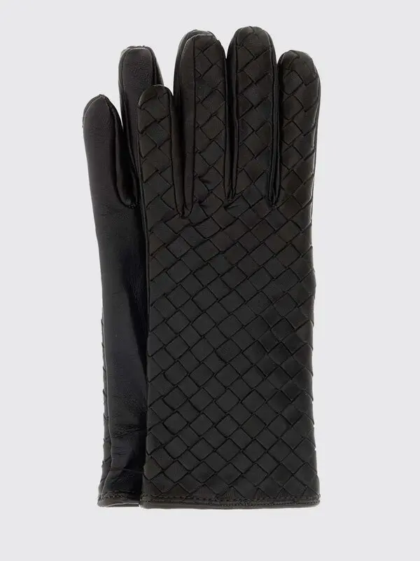 Bottega Veneta Woven Lambskin Gloves With Cashmere Lining - Brown
