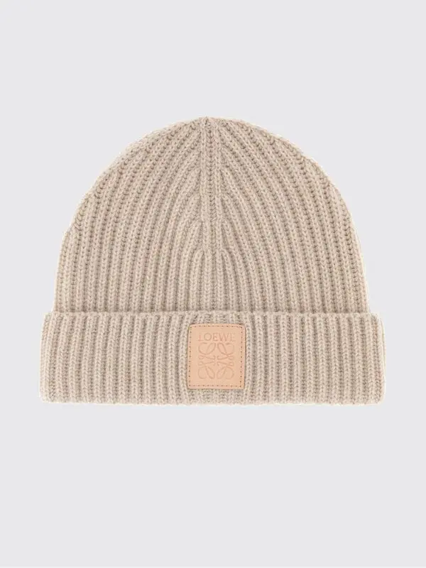 Loewe Ribbed Pure Cashmere Beanie With Cuff And Logo Patch