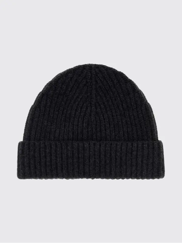 Loewe Ribbed Pure Cashmere Beanie With Cuff And Logo Patch