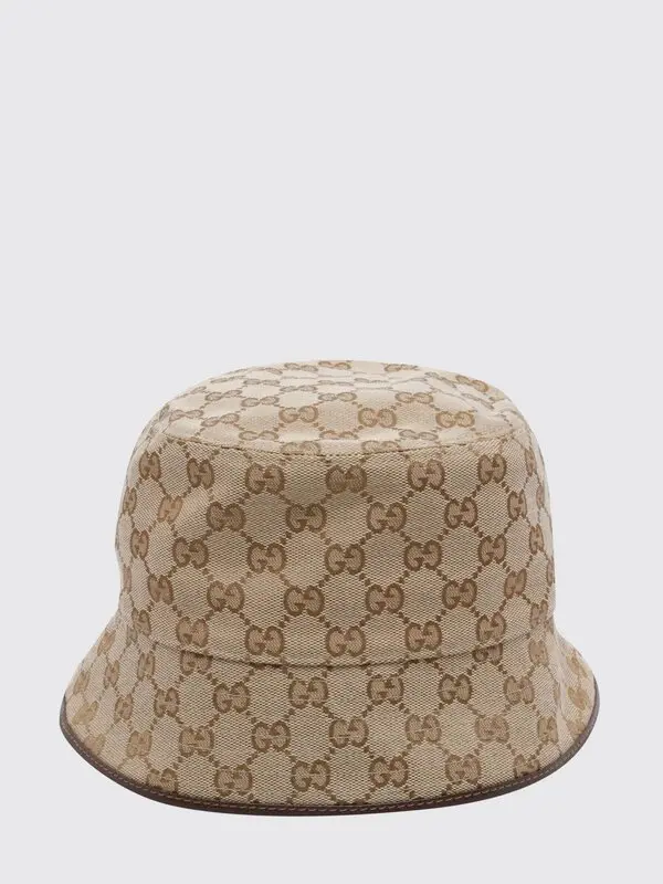Gucci Gg Monogram Jacquard Bucket Hat In Cotton Blend Fabric - Brown