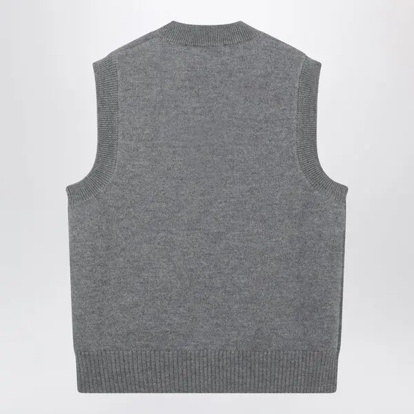 AMI Paris Grey De Coeur Vest In Wool