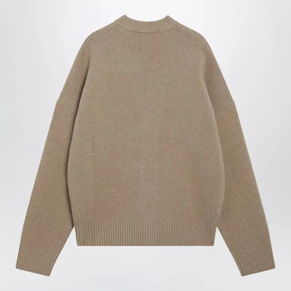 AMI Paris Beige De Coeur Cardigan In Alpaca Blend