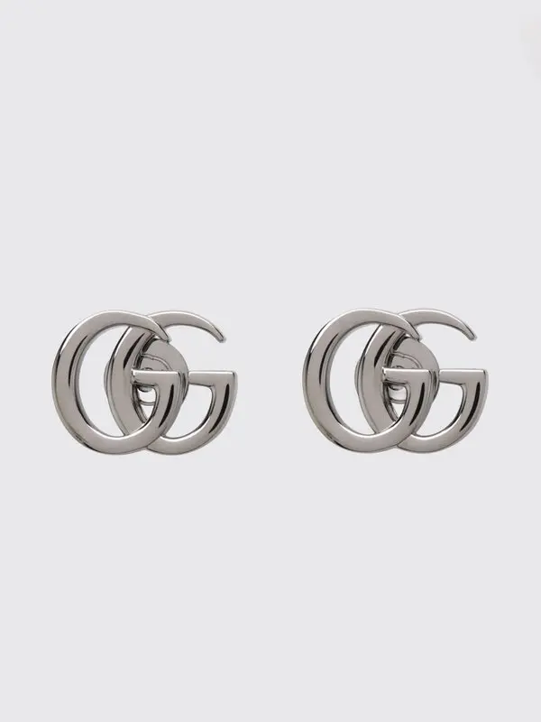 Gucci Gg Marmont Stud Earrings In -toned Brass With Butterfly Closure - Silver