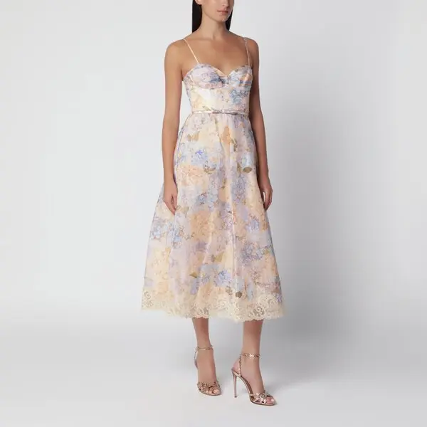 Zimmermann Valiant Hydrangea Silk Linen Midi Dress
