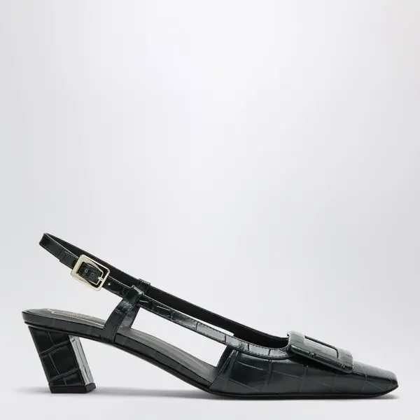 ROGER VIVIER Belle Vivier Slingback Pumps In Python-effect Leather - Green