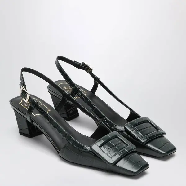 ROGER VIVIER Belle Vivier Slingback Pumps In Python-effect Leather - Green
