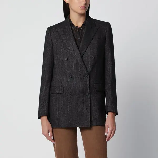 Tagliatore Double-breasted Jacket With Herringbone Pattern - Brown