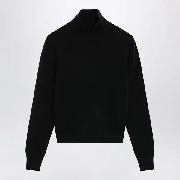 AMI Paris Turtleneck Jumper In Cashmere And Wool - Black