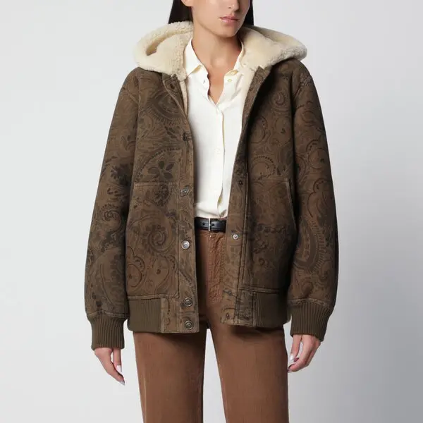 Etro Leather Jacket With Paisley Print - Green