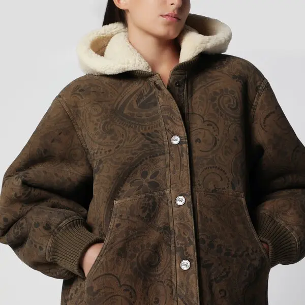 Etro Leather Jacket With Paisley Print - Green