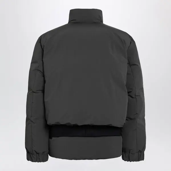 Sacai Khaki /navy Blue Down Jacket With Wool Insert