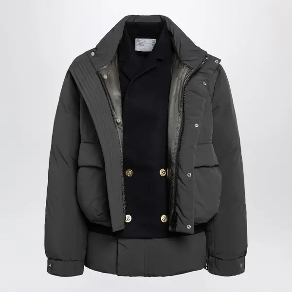 Sacai Down Jacket With Wool Insert - Green