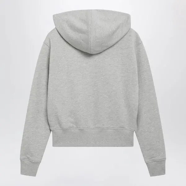 AMI Paris Cotton Zip-up Sweatshirt With Embroidered Logo - Gray