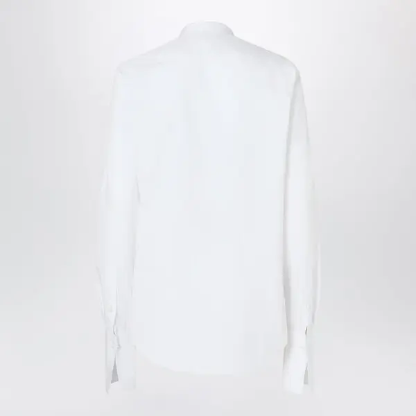 Fendi Cotton Poplin Mandarin Collar Shirt - White