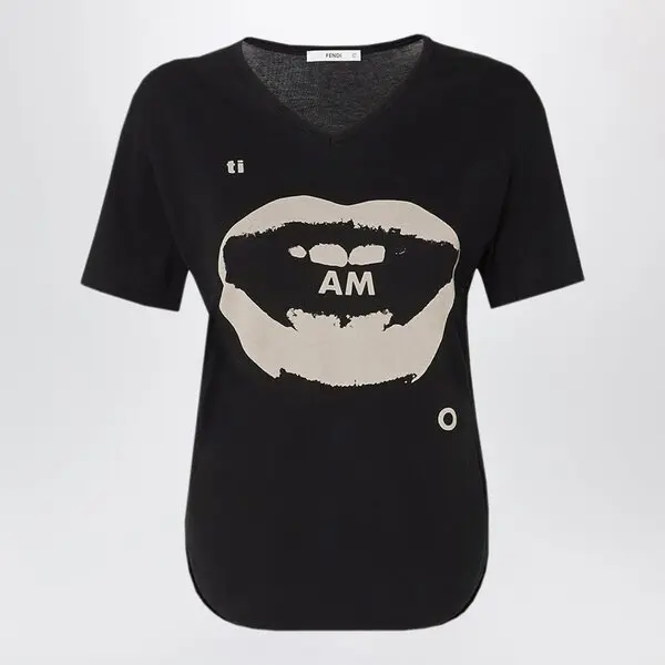 Fendi Jersey T-shirt With Â€˜ti Amoâ€ Print - Black
